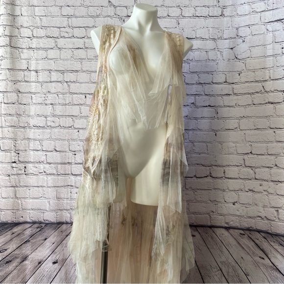 Origami | Tops | Origami By Vivien Unique Vestcrocheted Tulle Duster ...